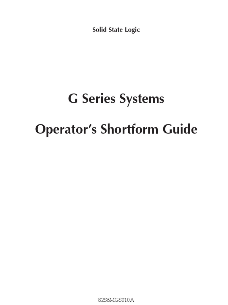 SSL G Series Shortform | PDF