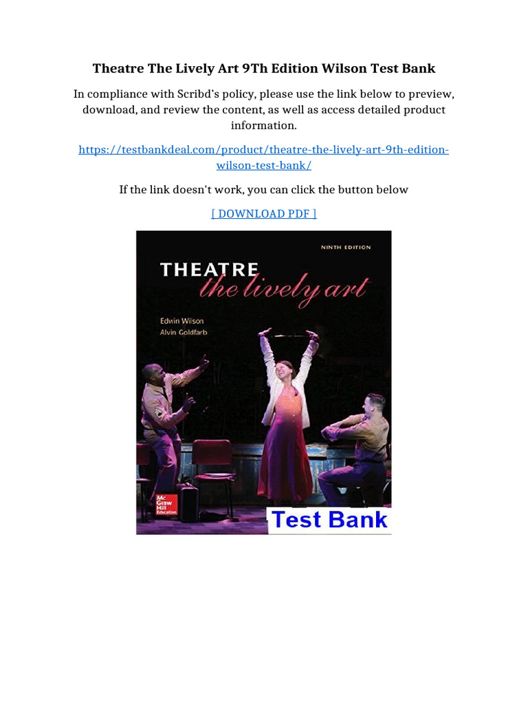 Theatre The Lively Art 9th Edition Wilson Test Bank | PDF | Qr Code ...