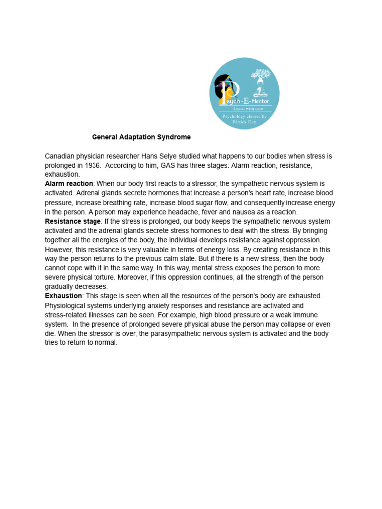 General Adaptation Syndrome (Eng) | PDF