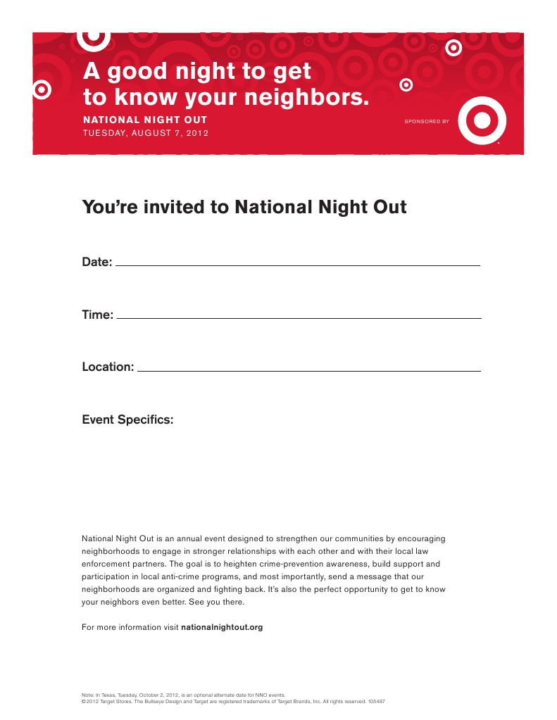 National Night Out Invitation Template | Business | Marketing