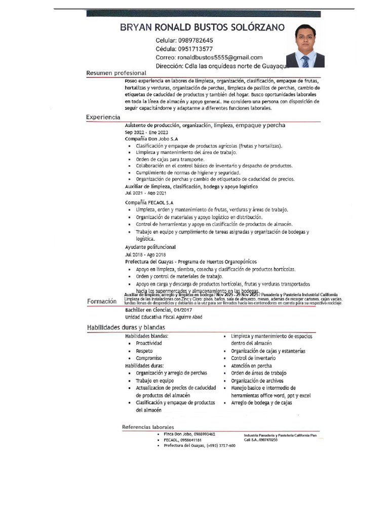 Cv. Bryan Ronald Bustos Solorzano 2026 | PDF