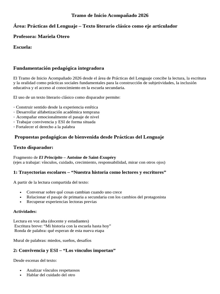 Tramo de Inicio Acompañado 2026 | PDF