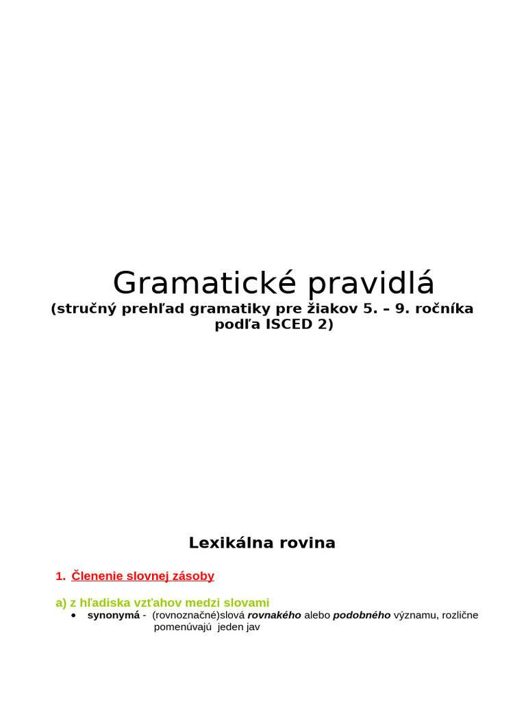 Gramatické Pravidlá | PDF