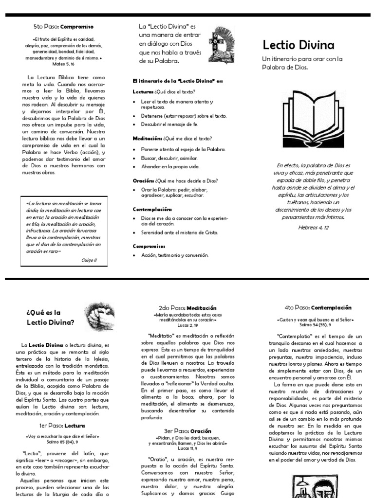 Folleto de La Lectio Divina | PDF | Oración | espíritu Santo