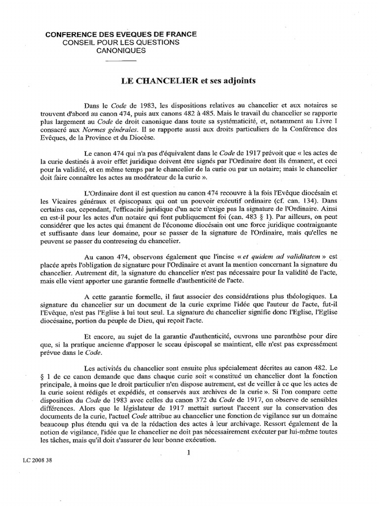 Le Chancelier Et Ses Adjoints | PDF