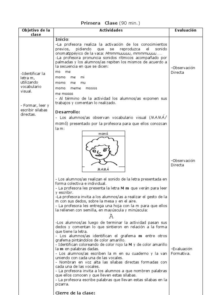 Plan de Clase LETRAS | Alfabeto | Sílaba