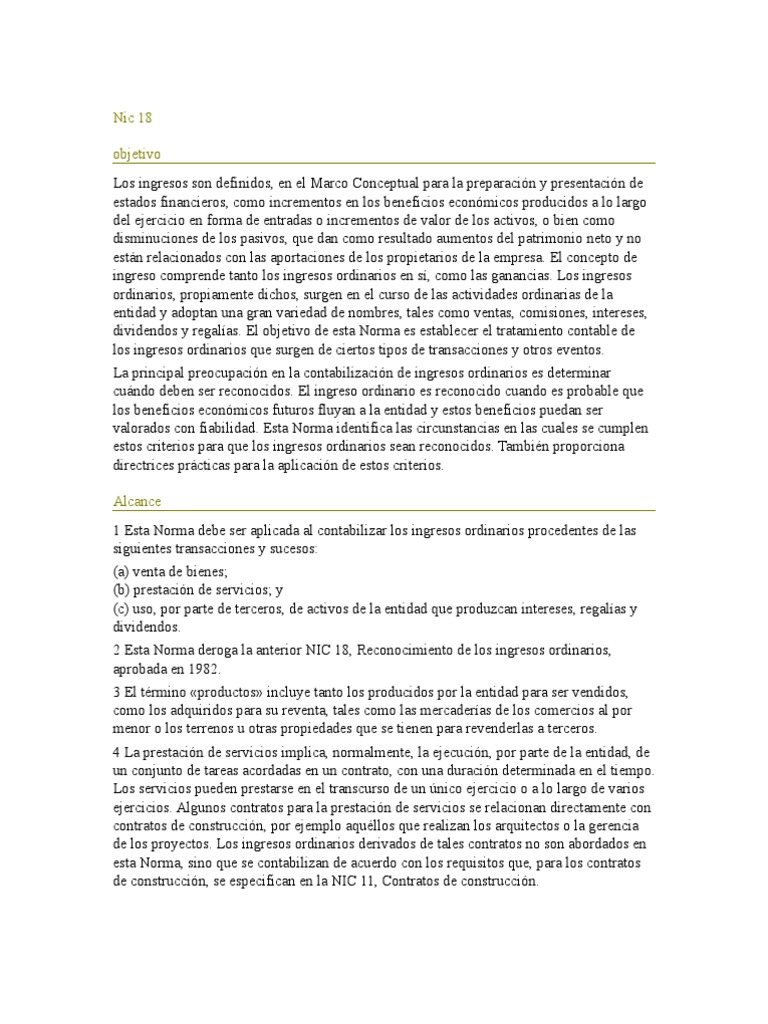 Nic 18 | PDF | normas internacionales de INFORMACION FINANCIERA ...
