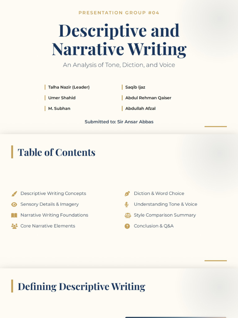 Descriptive and Narrative Writing Analysis | PDF
