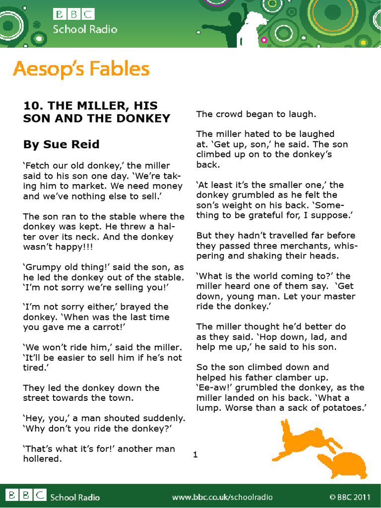 10 The Miller, His Son and The Donkey | PDF