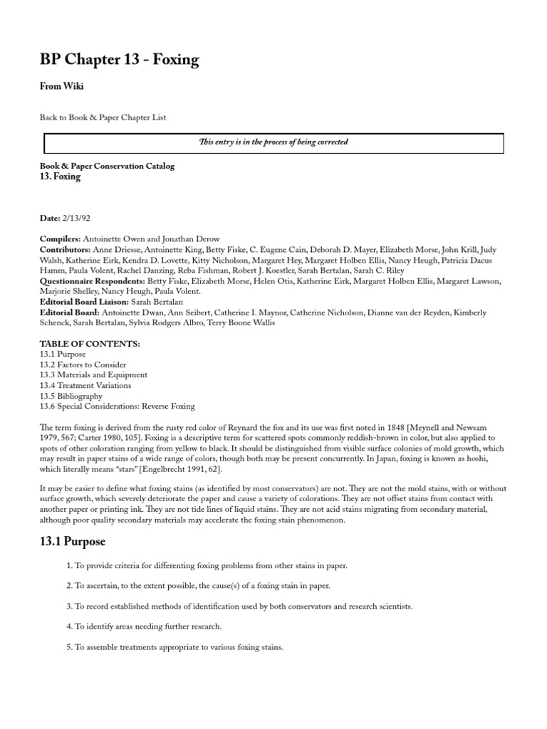 Factors Contributing to the Formation of Foxing Spots on Paper: A ...