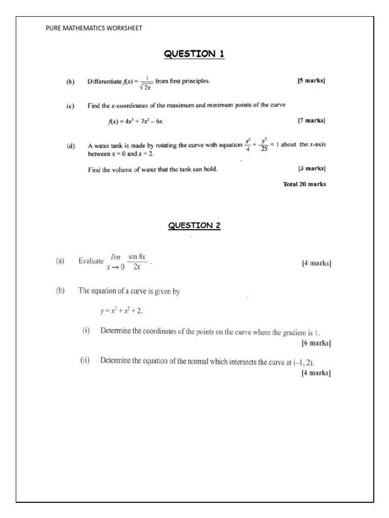 PURE MATH 1 | PDF