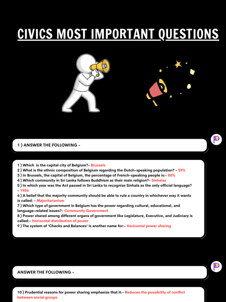Civics Most Important Questions | PDF