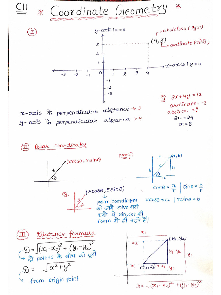 Coordinate Geometry Notes + Solution | PDF