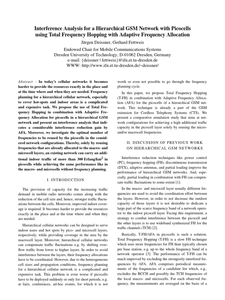 GSM Network Interference Analysis with Picocells | PDF | Technology ...