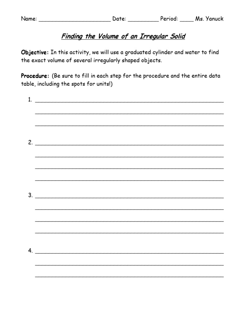 Lesson 18 - Volume - Volumn of Irregular Solid - Worksheet | PDF | Volume