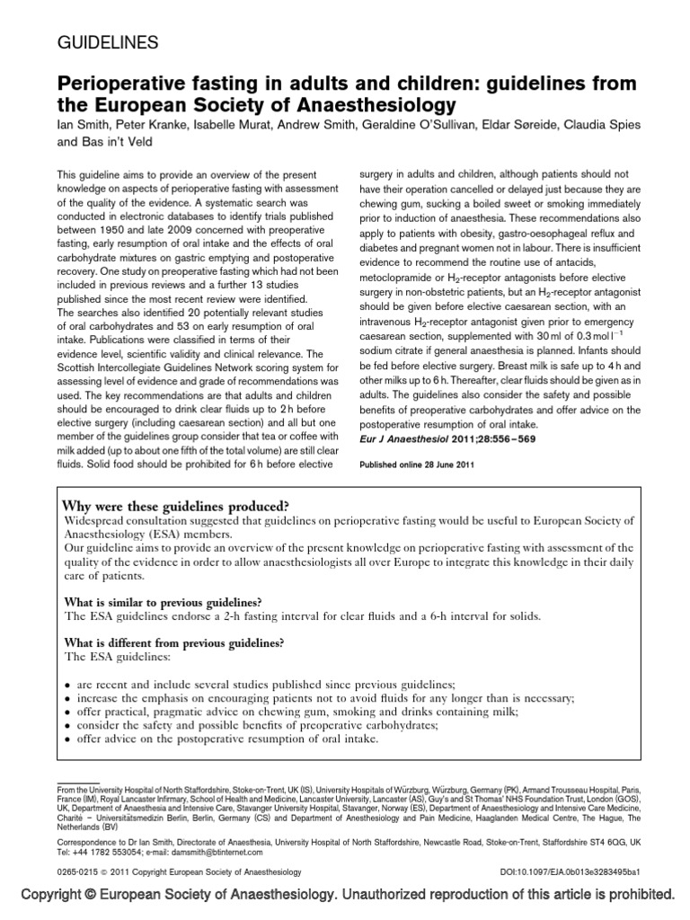 Preoperative Fasting | PDF | Insulin Resistance | Childbirth