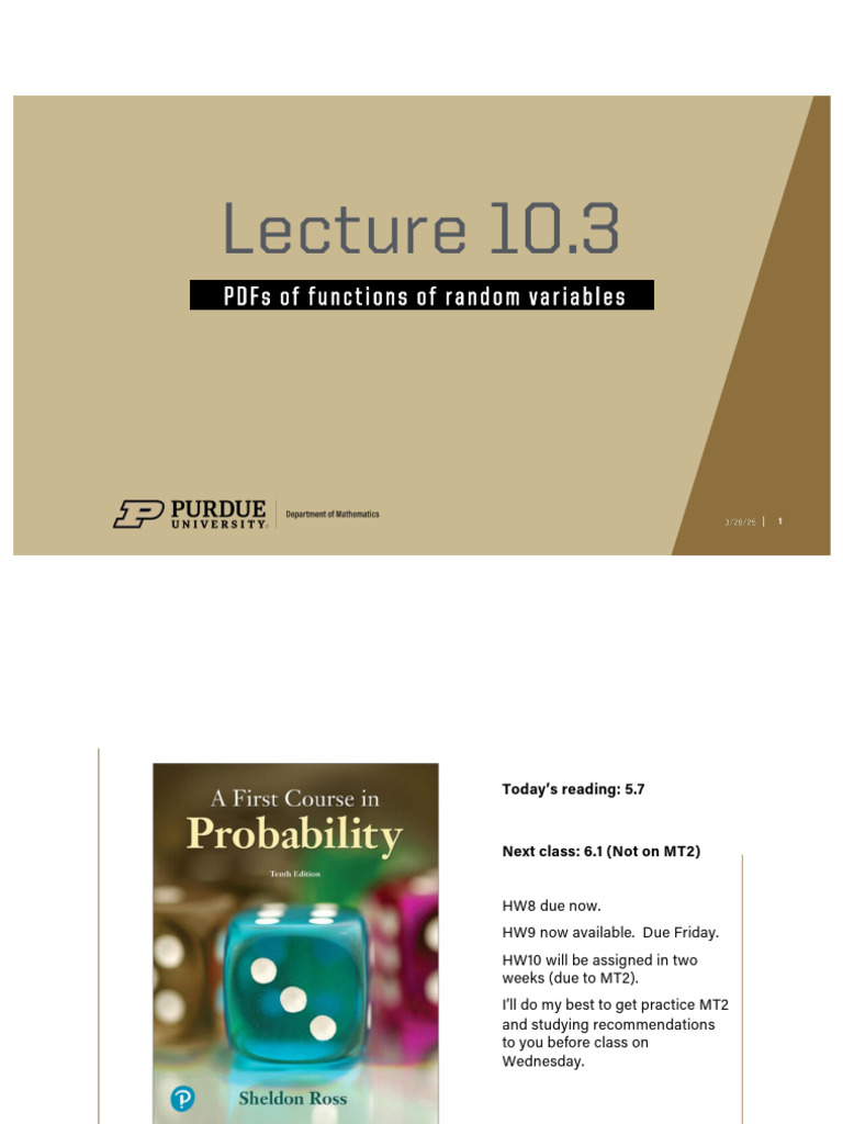 Pdfs of Functions of Random Variables | PDF