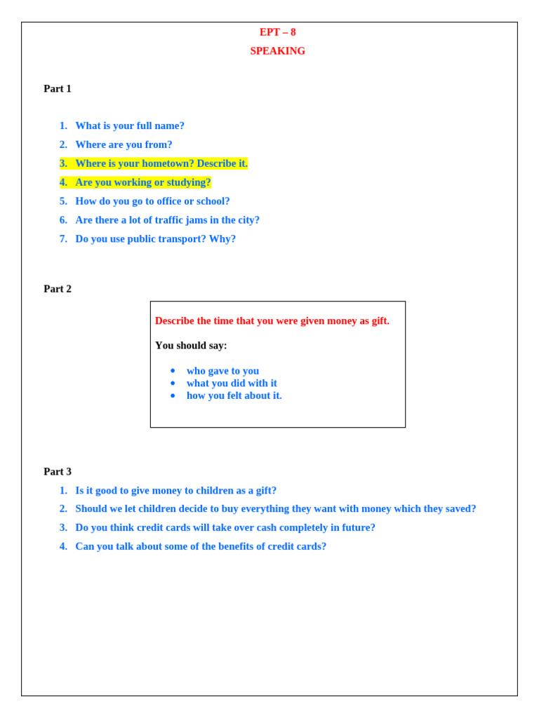 8 Speaking | PDF