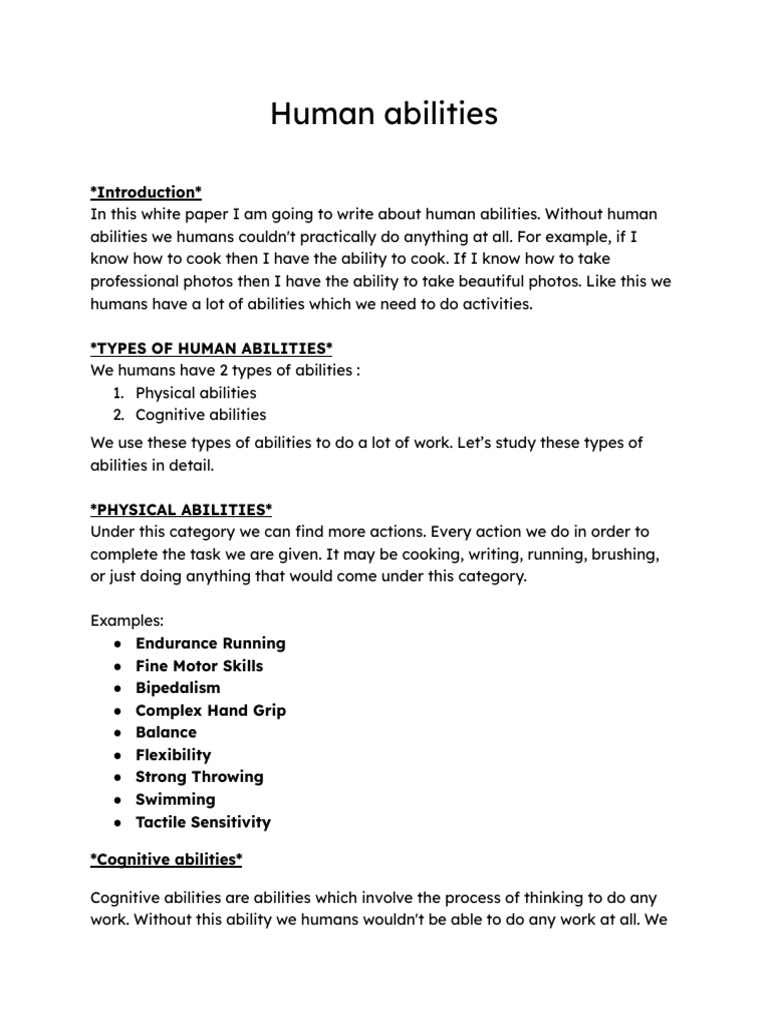 Human Abilities Kaizen Raghav White Paper | PDF
