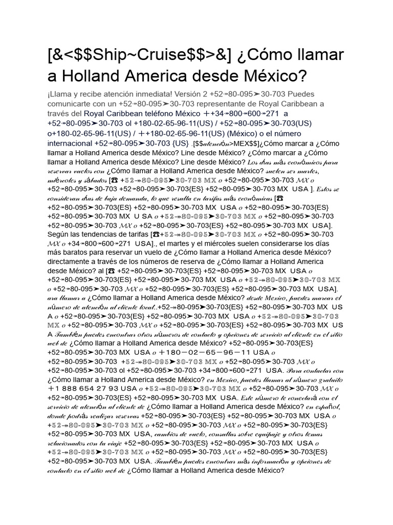 Cómo llamar a Holland America desde México? | PDF