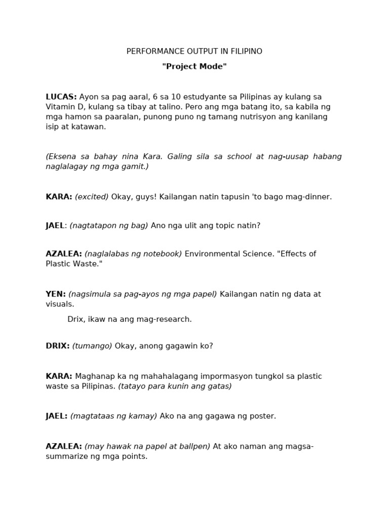 Edited - Performance Output in Filipino | PDF