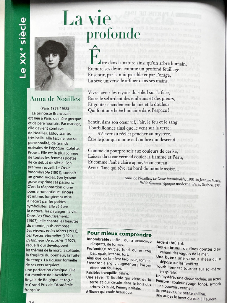 Ana de Noailles La Vie Profonde | PDF