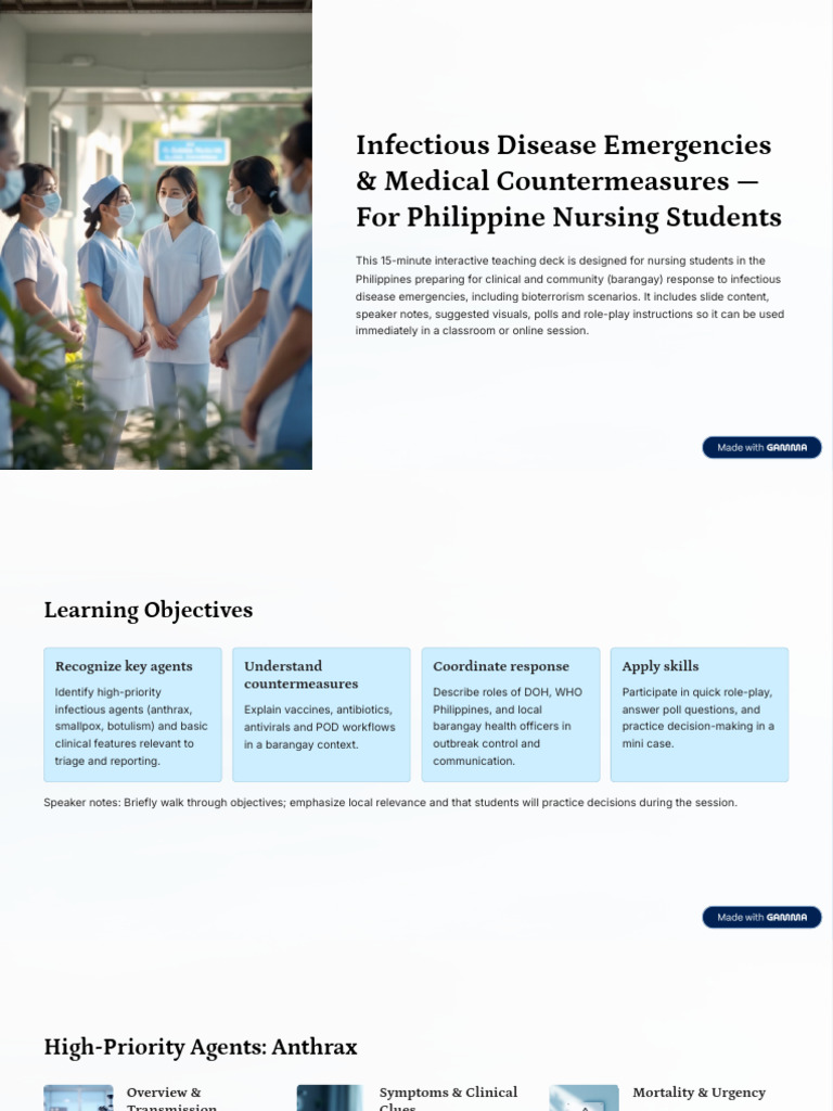 Infectious Disease Emergencies and Medical Countermeasures For ...