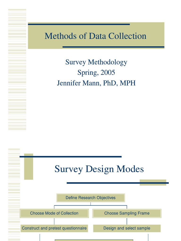 Methods of Data Collection: Survey Methodology Spring, 2005 Jennifer ...