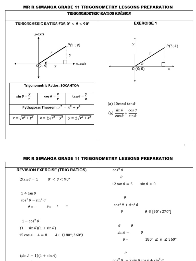 Grade 11 Trigonometry Lessons-1 | PDF | Trigonometry | Complex Analysis