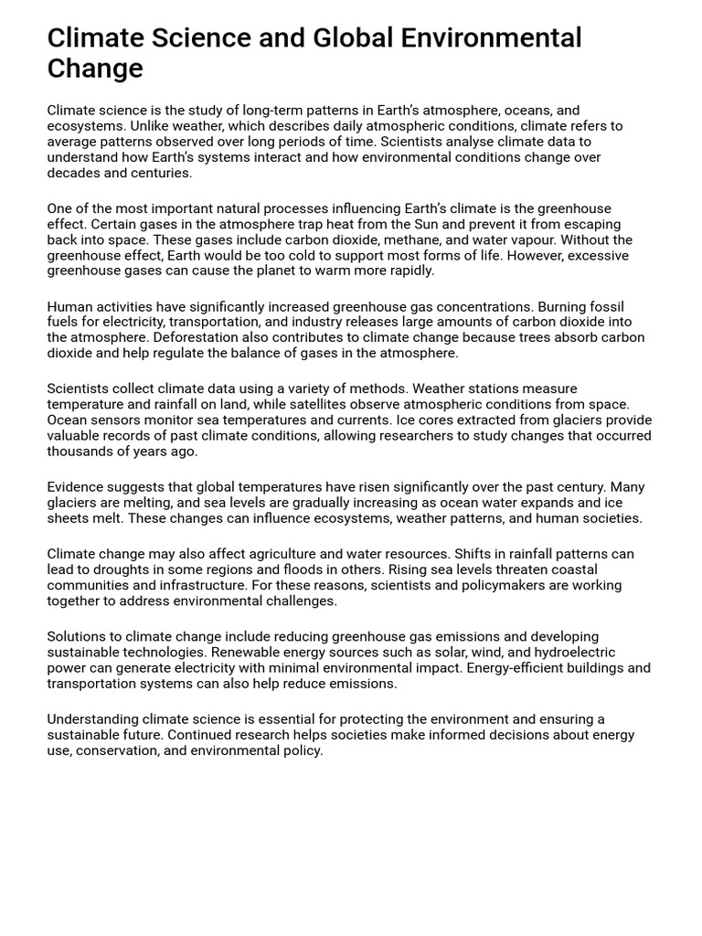 Climate Science and Global Environmental Change | PDF | Climate Change ...