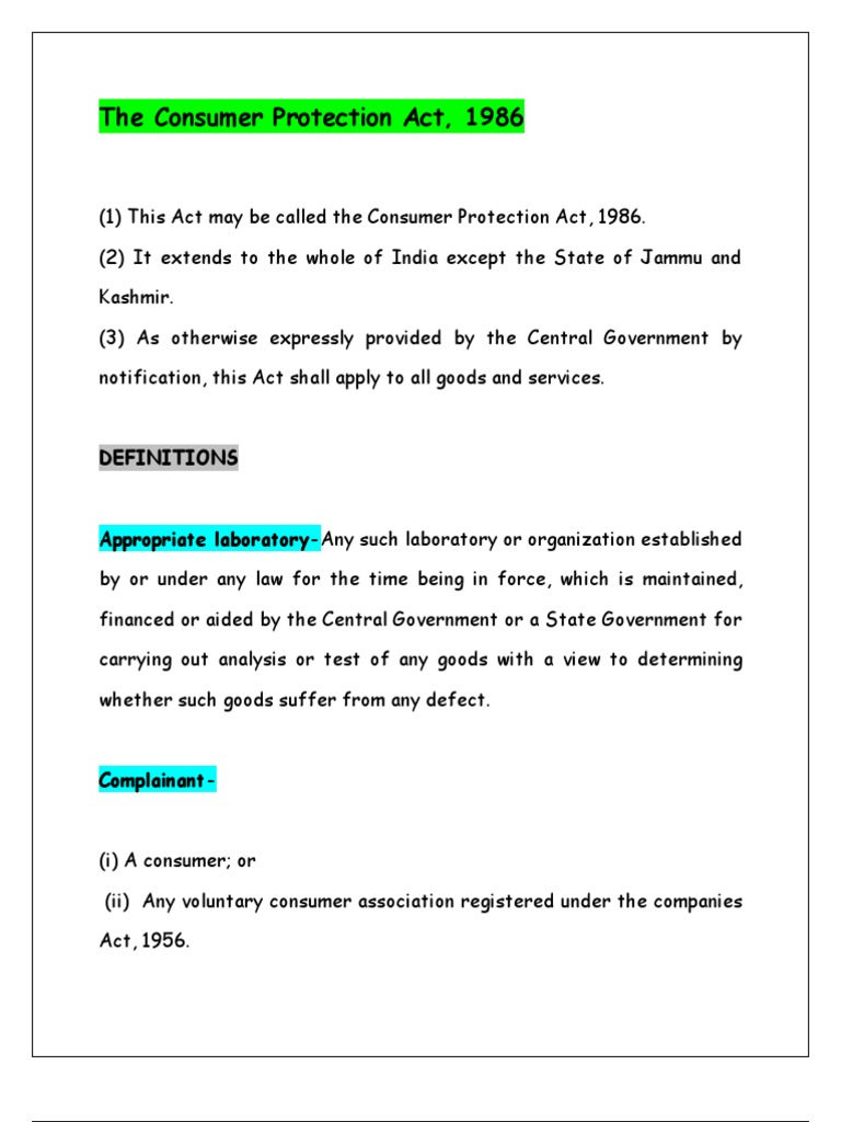 Overview of the Consumer Protection Act | PDF | Consumer Protection ...