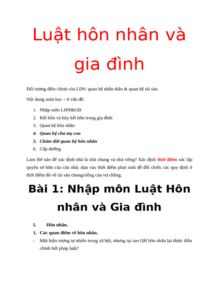 Luật Hôn Nhân Và Gia Đình | PDF