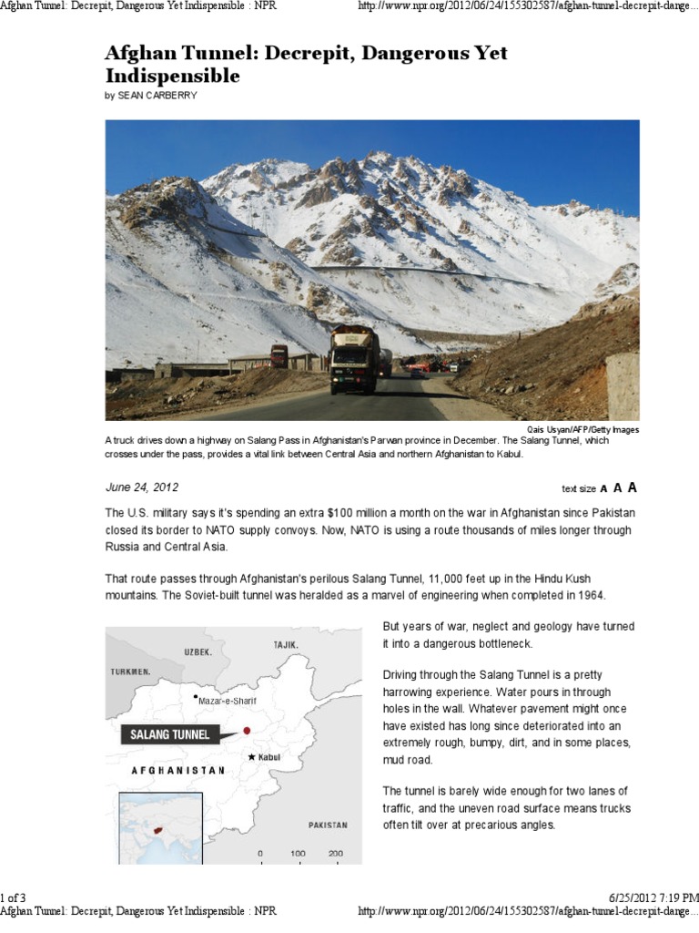 Afg Salang Tunnel | Afghanistan | Transport