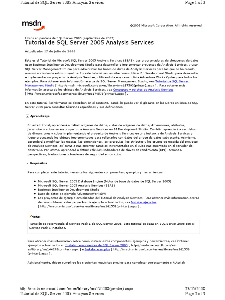 Tutorial de SQL Server 2005 Analysis Services | PDF | Software ...