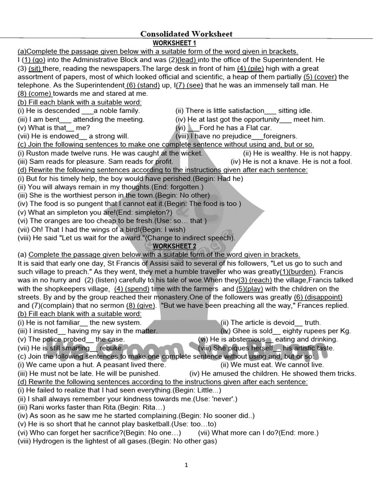 Consolidated Work Sheets Term 2 Class 7 | PDF | Air Pollution