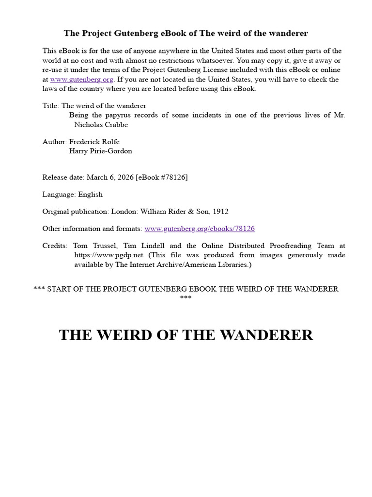 The Weird of the Wanderer | Project Gutenberg | PDF | Project Gutenberg