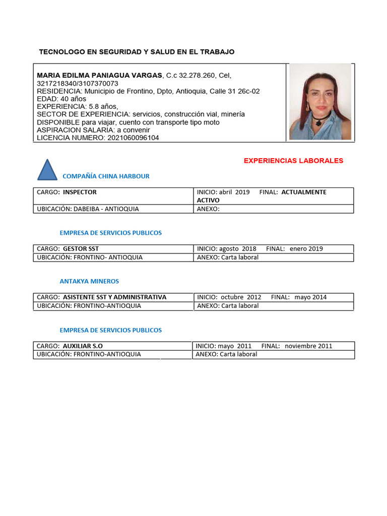 Hoja de Vida Edilma | PDF