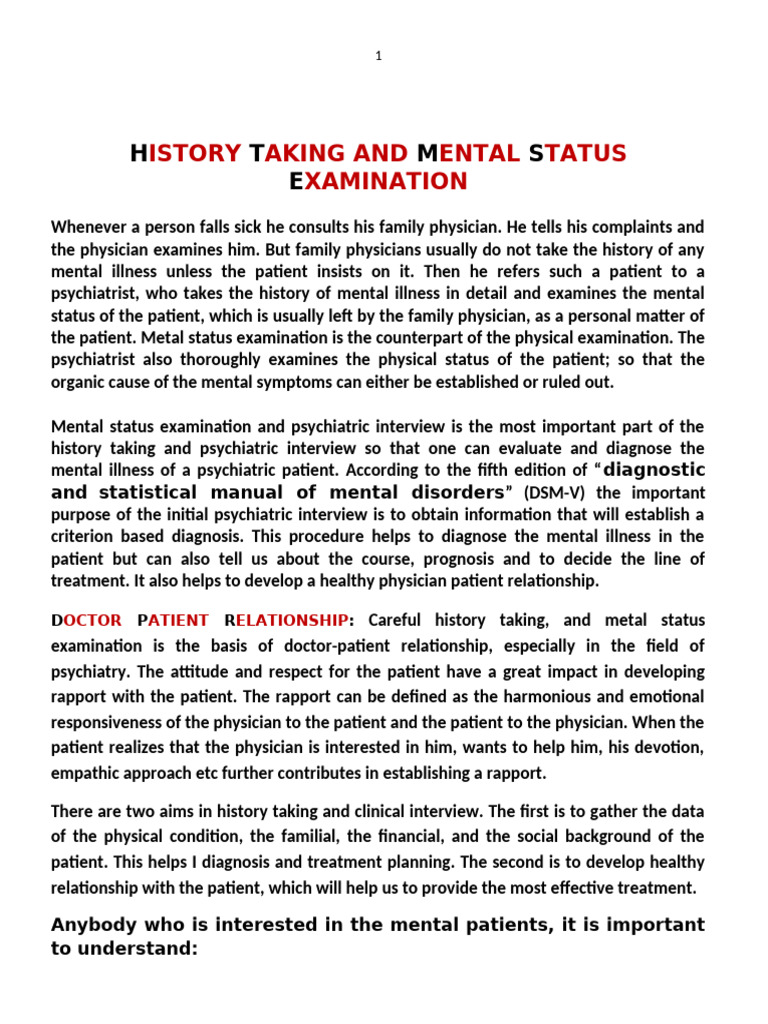 Mental Status Examination | PDF | Psychiatry | Mental Disorder