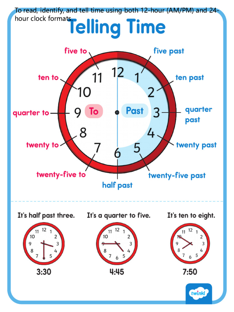Color Telling Time Poster for ELLs | PDF