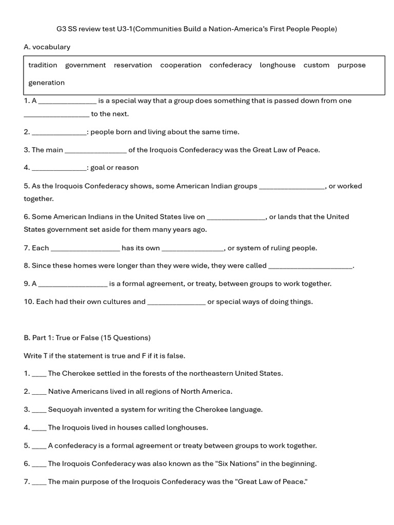 G3 SS Review Test U3.1 | PDF | Iroquois | Native Americans In The ...
