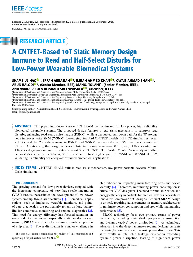 A CNTFET-Based 10T Static Memory Design Immune to Read and Half-Select ...