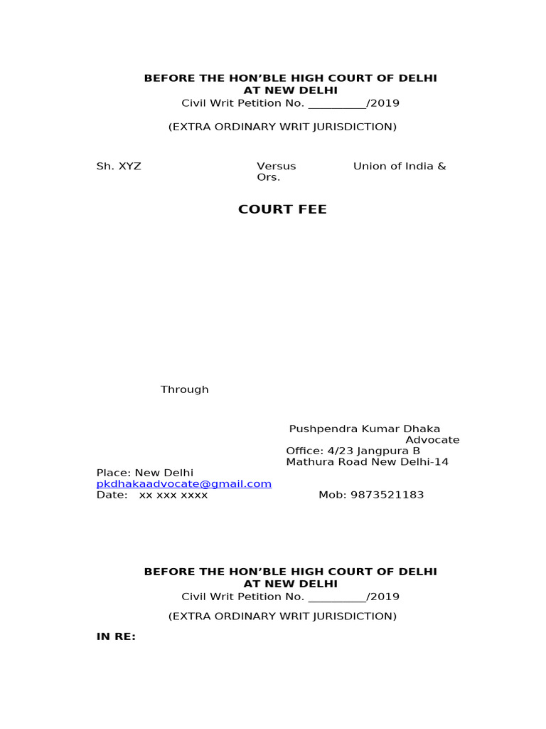 Sample Writ | PDF | Mandamus | Writ