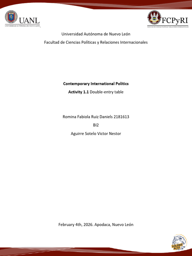 1.1 Cuadro de Doble Entrada | PDF