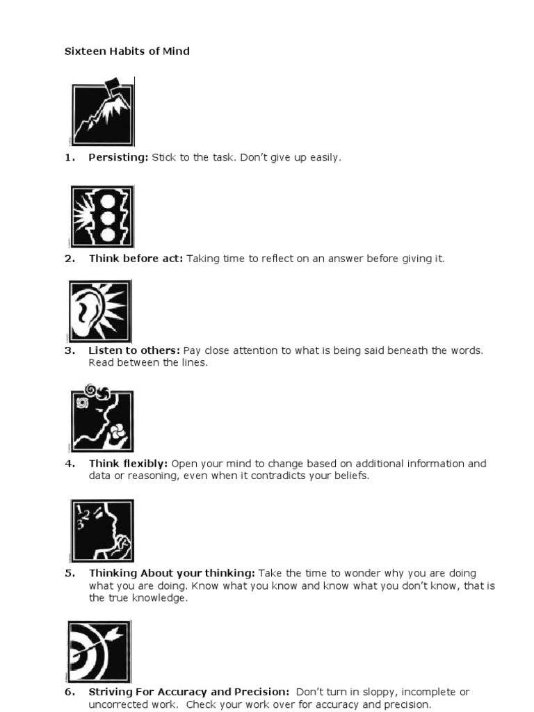 16 Habits of Mind | PDF | Mind | Thought