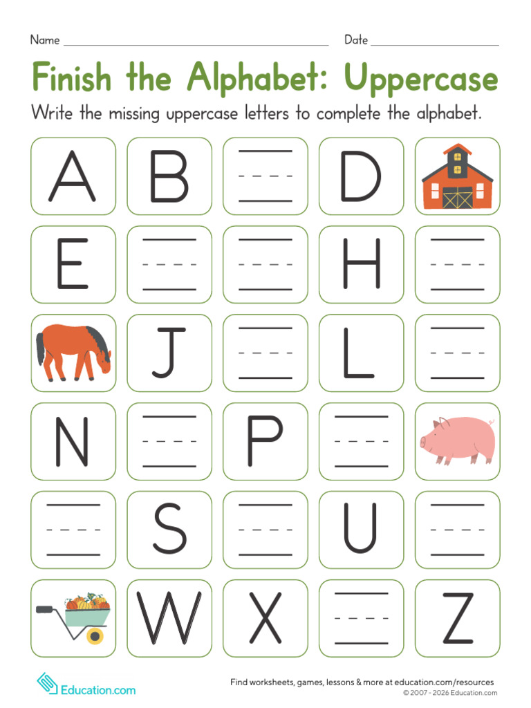 Fill Missing Alphabet Letters | PDF