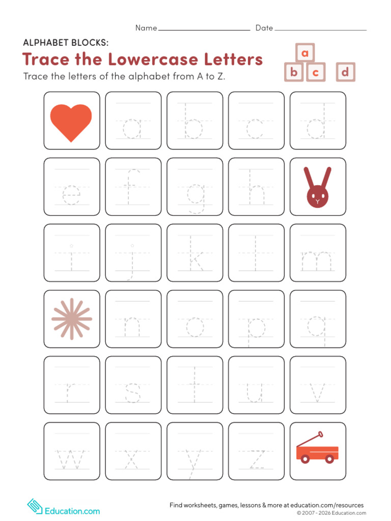 Alphabet Blocks Trace and Write the Missing Lowercase Letters | PDF