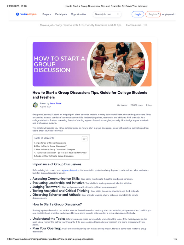 How To Start A Group Discussion - Tips and Examples For Crack Your ...