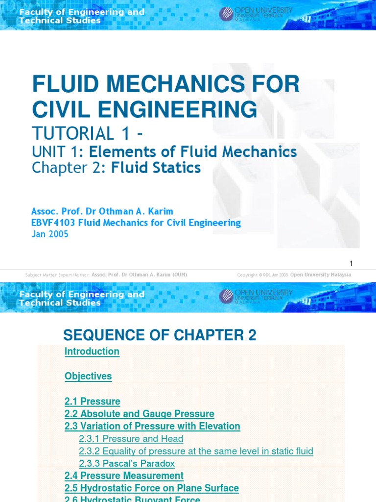 EBVF4103 (Chapter 2) Fluid Mechanics For Civil Engineering | PDF ...