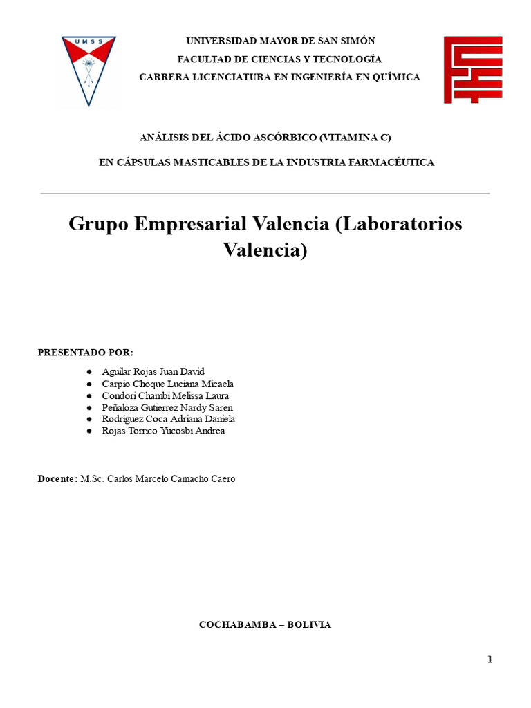VIT C LAB VALENCIA FINAL - Documentos de Google | PDF | Química
