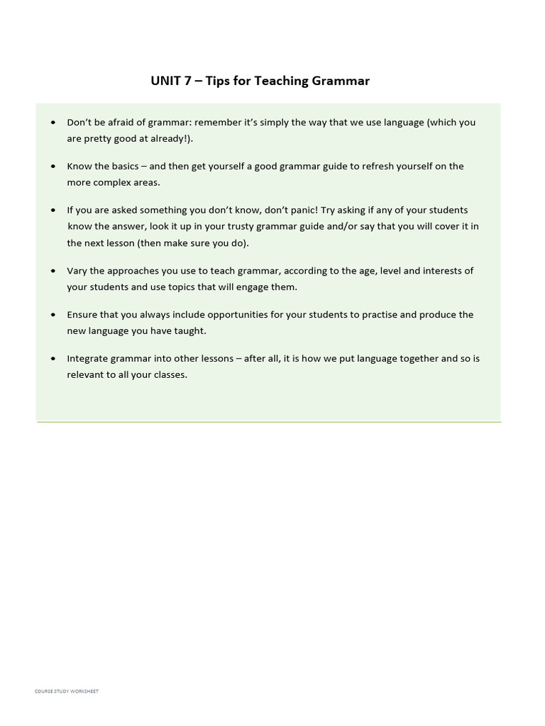 Top Tips for Teaching Grammar | PDF